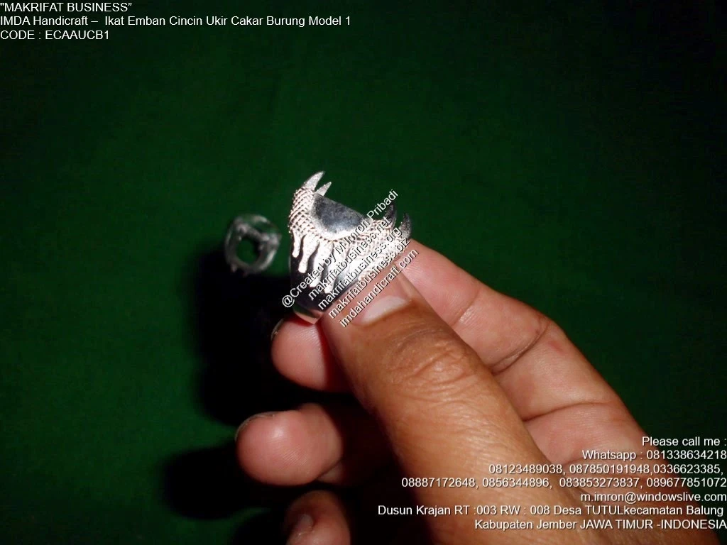 Ikat Emban Cincin Akik Aloy Alpaka Perak Bali Model Ukir Cakar Burung ...